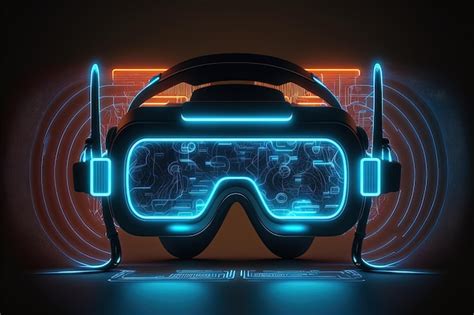Premium Ai Image Futuristic Digital Eyeglasses Illustration With Realistic Neon Lights