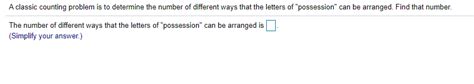 Solved A Classic Counting Problem Is To Determine The Number Chegg