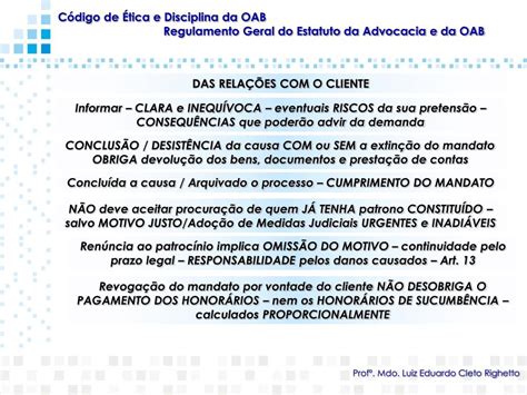 Ppt Estatuto Da Oab CÓdigo De Ética E Disciplina Regulamento Geral