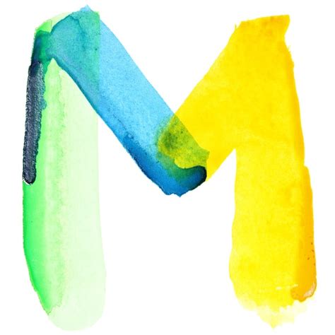 Letra M Alfabeto De Acuarela Viva Los Colores Se Asemejan A La