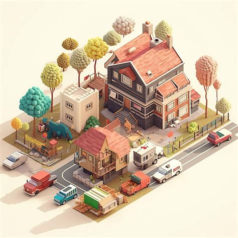 Un Dibujo De Una Casa Con Techo Rojo Y Una Casa Con Techo Marrón