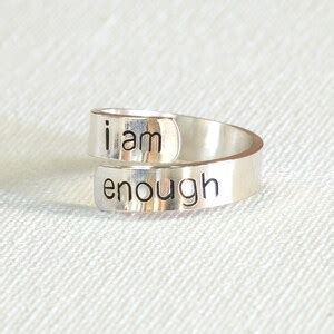 I Am Enough Inspirational Message Ring In 925 Sterling Silver Bypass