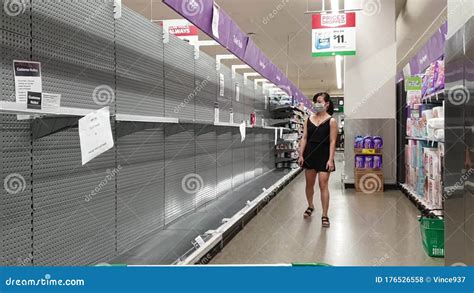 Woolworths Supermarket Empty Paper Shelves Amid Coronavirus Fears Panic