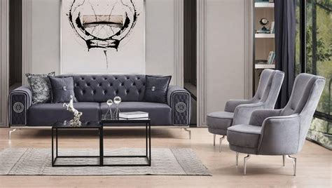 Jvmoebel Wohnzimmer Set Sofagarnitur Chesterfield Dreisitzer Sessel