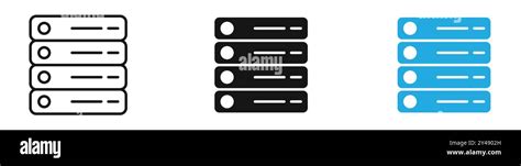 Server rack icon vector line logo mark or symbol set collection outline ...
