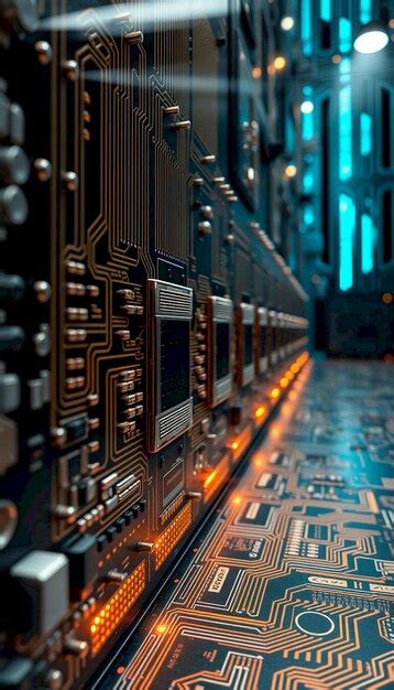 Tabla De Circuitos Con Chips Cables Conectores Y Componentes