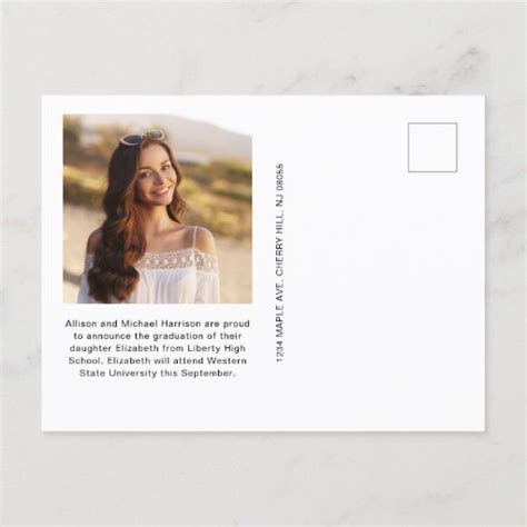 Modern 8 Photo Blue Graduation Announcement Postcard Zazzle
