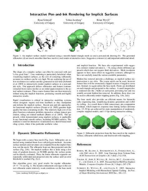 Pdf Interactive Pen And Ink Rendering For Implicit Surfaces