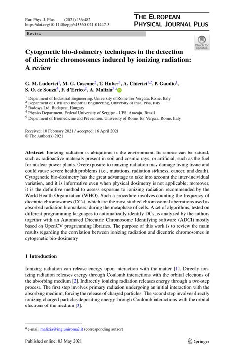 Pdf Cytogenetic Bio Dosimetry Techniques In The Detection Of Dicentric Chromosomes Induced By