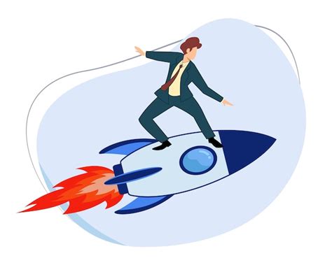 Premium Vector Businessman Driving Rocket With Confidence Business