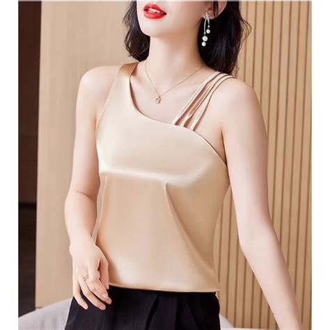 Satin Asymmetric Tank Top Shinygemlight