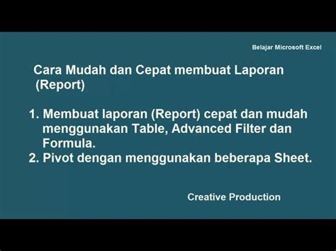 Belajar Excel On Linkedin Belajar Microsoft Excel Trik Cepat Dan Mudah Membuat Laporan Pada Excel