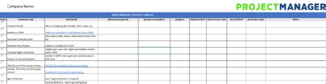 Gdpr Compliance Checklist Free Excel Download