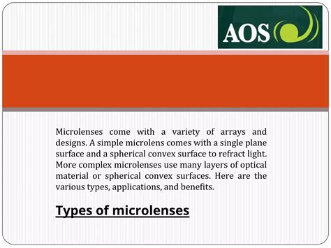 Benefits And Applications Of Microlens Arrays Pptx