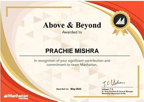 Prachie Mishra On Linkedin Honoured To Recieve The Above And Beyond
