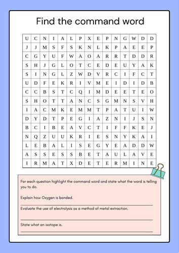 Command Word Word Search Teaching Resources