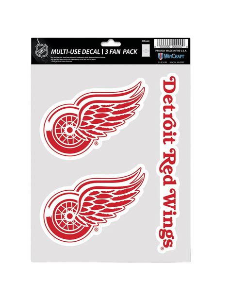 Detroit Red Wings Wincraft Nhl Team 3 Piece 5” X 7” Decal Set Us