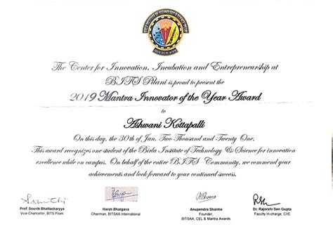 Ashwani Kottapalli On Linkedin Excited To Share That I Have Been Presented With The Mantra