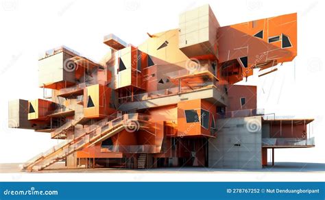 Generative Ai Fragmented Illusion A Deconstructivist Building Design Royalty Free Stock Image