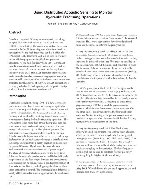 Pdf Using Distributed Acoustic Sensing To Monitor Hydraulic Fracturing Operations
