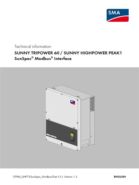 Stp60 Shp75 Sunspec Modbus Ti En 13 Pdf Integer Computer Science