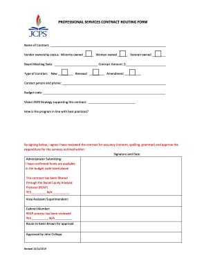 Fillable Online PROFESSIONAL SERVICES CONTRACT ROUTING FORM Fax Email Print PdfFiller