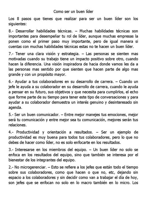 Como Ser Un Buen Líder Pdf
