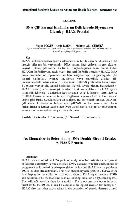 PDF DNA Çift Sarmal Kırılımlarını Belirlemede Biyomarker Olarak γ