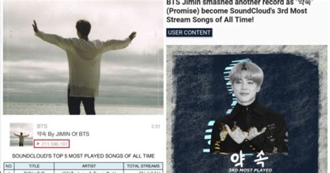 방탄소년단 지민 약속 사운드클라우드 역대 최다 스트리밍 톱3 등극