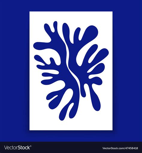 Contemporary Blue Algae Poster Floral Royalty Free Vector