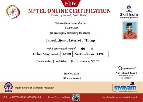 aravind a on linkedin nptel iot elitecertification continuouslearning