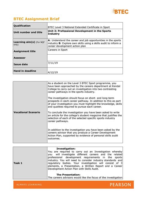 BTEC Assignment Brief By Ullswater Community College Issuu