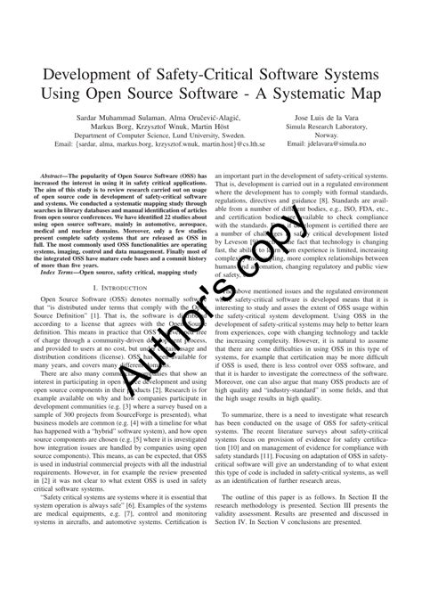 Pdf Development Of Safety Critical Software Systems Using Open Source Software A Systematic Map