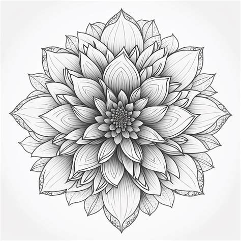 Premium Photo Simple Flower Mandala Design With Line Art In Ai Image