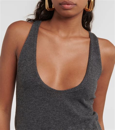 Scoop Neck Tank Top In Grey Saint Laurent Mytheresa