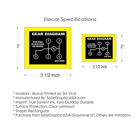 2x Shift Pattern Decal Sticker Pair For Transmission Restore Vintage