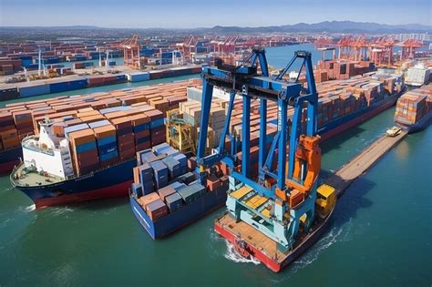 An Intermodal Container Being Precisely Loaded Onto A Shipping Vessel