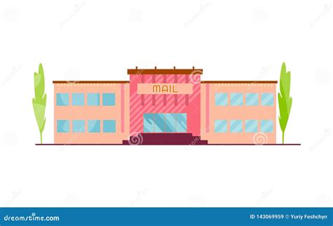 Shopping Mall Building Exterior Flat Design Style Modern Vector