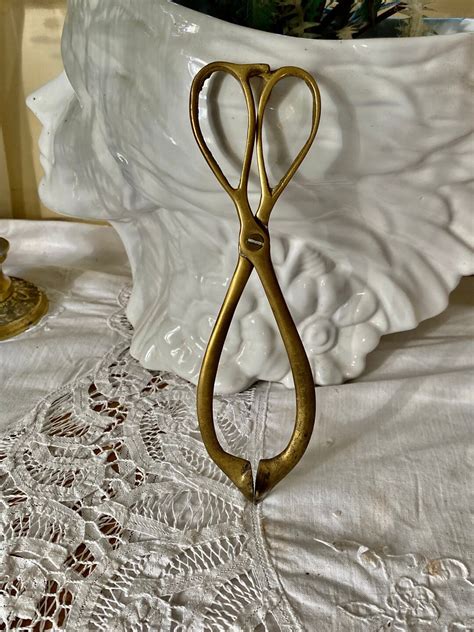Vintage Brass Coal Tongs With Claw Ends Traditional Fireside Decor Etsy