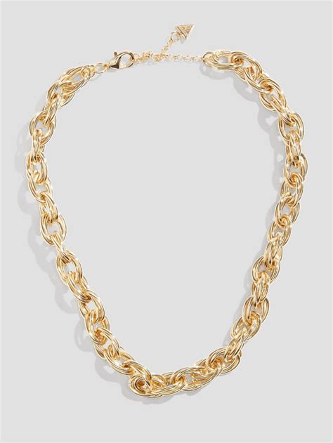 Gold Tone Chunky Chain Necklace Guess Canada