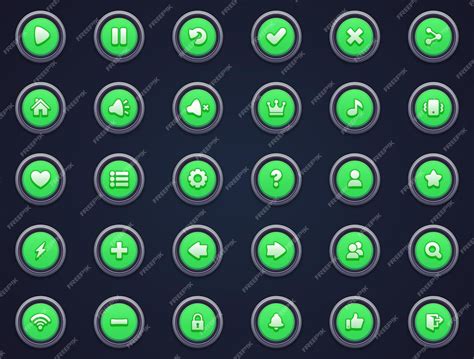 Premium Vector Set Of Green Buttons For Mobile Games Game Interface