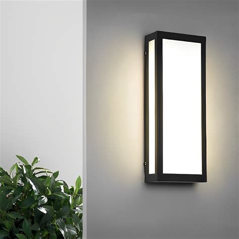 Minimalist Rectangular Led Waterproof Black Modern Outdoor Exterior