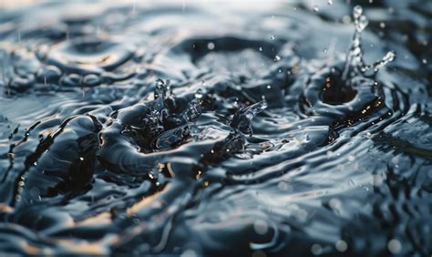 Water Surface With Splashes Small Waves Ripples And Rain Drops Closeup