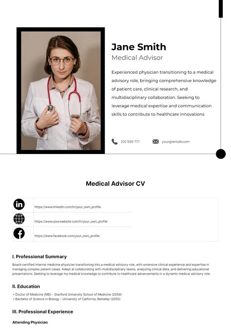 Free Medical Advisor Cv Template Edit Online And Download