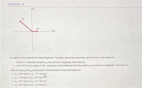 Solved Question 4 Py P2 P1 Px An Object At Rest Explodes
