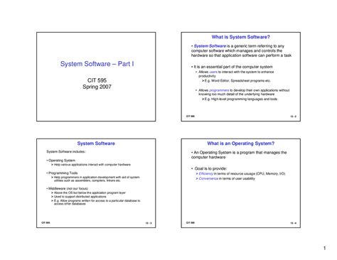 system software part 1 lecture slides cit 595 docsity