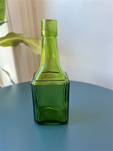 Vintage Emerald Green Wheaton Glass Bitters Bottle Etsy