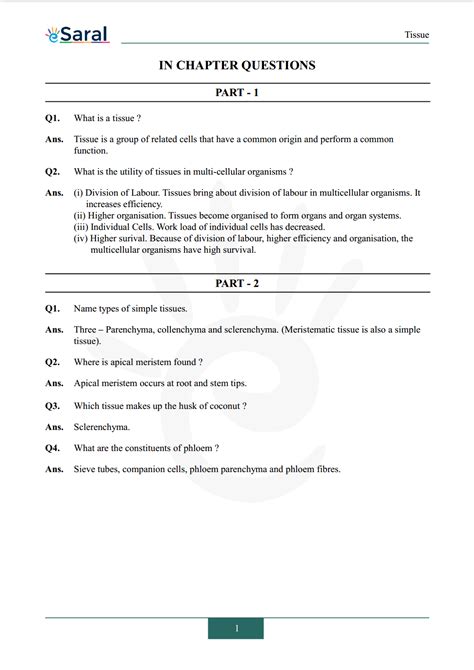 Ncert Solutions For Class 9 Science Chapter 6 Tissues Esaral