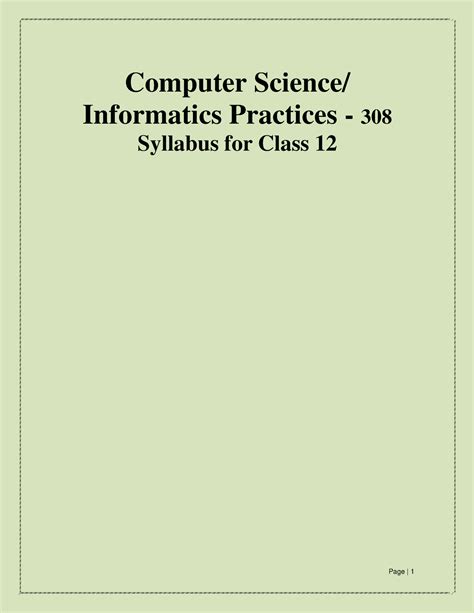 Syllabus Cucet Csip Computer Science Informatics Practices 308 Syllabus For Class 12