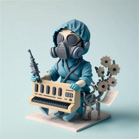 Premium Ai Image A Close Up Of A Person In A Gas Mask And A Keyboard